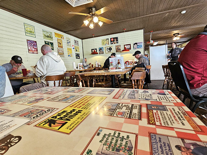 The dining room feels like your favorite aunt's kitchen&mdash;if your aunt collected vintage signs and served the best breakfast in Arkansas.
