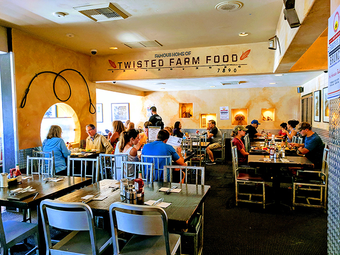 "Famous House of Twisted Farm Food" isn't hyperbole&mdash;it's truth in advertising. The packed dining room is filled with happy food adventurers.