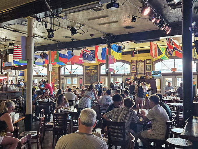A packed house of revelers demonstrates the universal truth that good times are best shared with strangers who become temporary best friends.