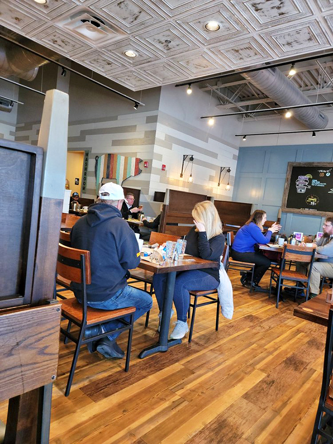 The sacred morning ritual of Delaware locals&mdash;gathering over coffee and eggs under ceilings that don't hide their industrial past.