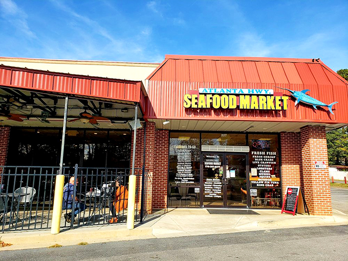 The entrance beckons like a lighthouse to hungry sailors&mdash;that red awning might as well be a culinary bat signal for seafood lovers.