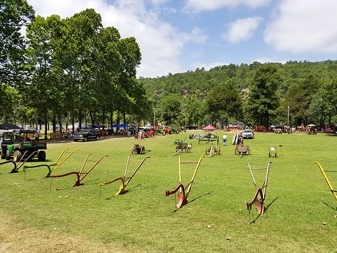 Community gatherings in Wilburton often feature antique farm equipment displays, a reminder of the area's agricultural roots and ingenuity.