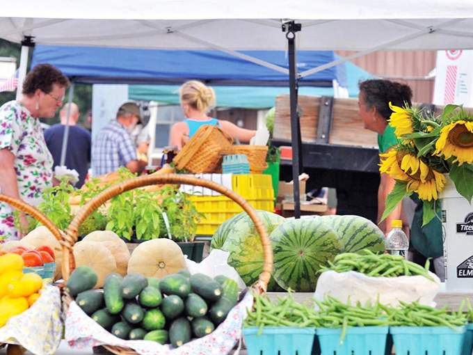 Farm-fresh produce creates a rainbow of colors at the local farmers market. From garden to table in mere miles.