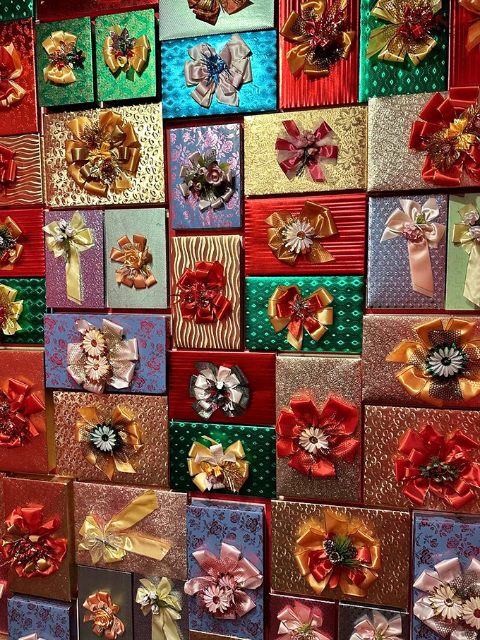 Gift boxes dressed for success in ribbons and bows. These aren't just presents; they're edible works of art.