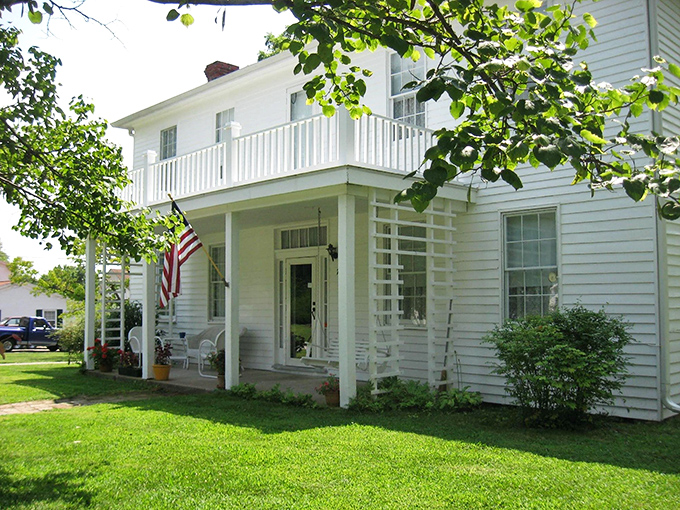White clapboard, wraparound porches, and American flags&mdash;this B&B embodies heartland hospitality more authentically than any hotel chain ever could.
