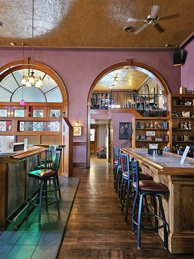 The loft dining area feels like you've stumbled into a secret club where the password is "medium rare" and everyone's in on the delicious conspiracy.
