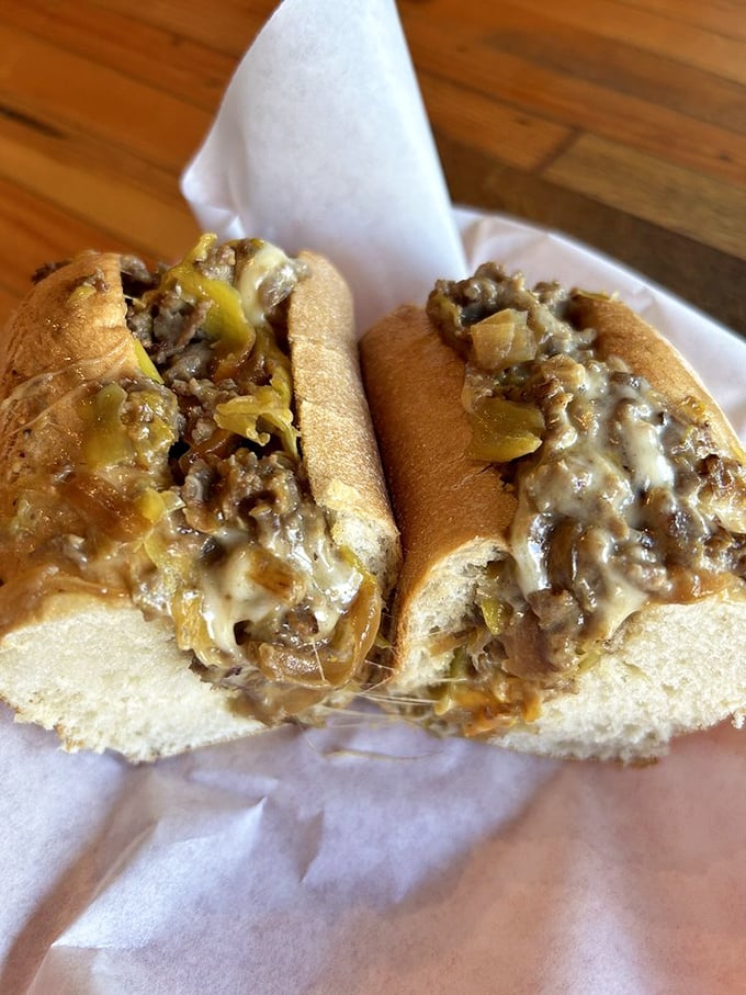 The cross-section reveals the truth: perfectly proportioned meat-to-cheese ratio. This sandwich understands the importance of balance in life.