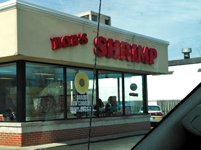 The vintage storefront with its bold signage announces its purpose with clarity&mdash;no trendy ambiguity here, just a promise of shrimp excellence.