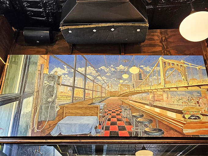 Art that captures the soul of a Pittsburgh institution. That checkered floor has supported generations of happy diners. 