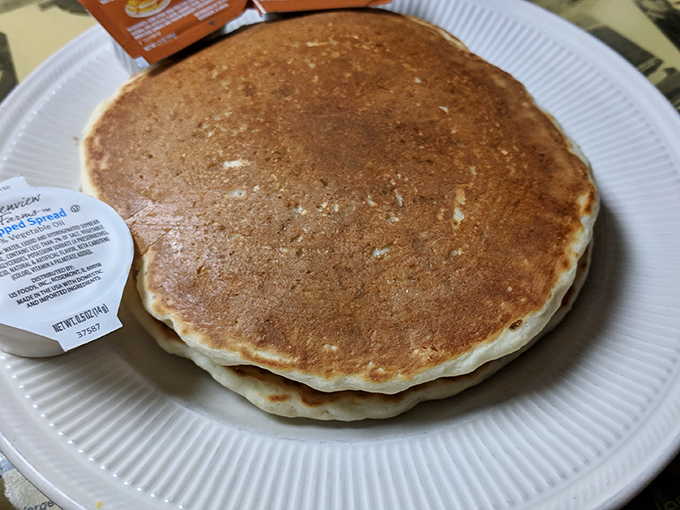 Pancakes the size of frisbees, golden-brown and ready for their maple syrup bath. The kind that make you forget about your diet until tomorrow.