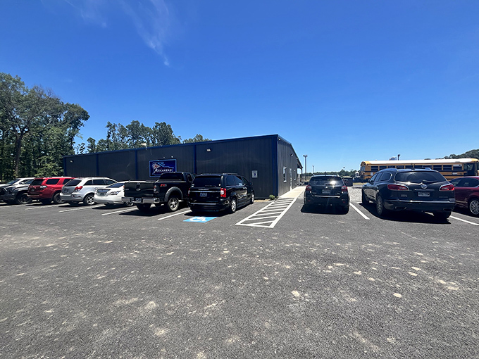 The parking lot: where regular cars wait patiently while their owners experience what real driving feels like inside.