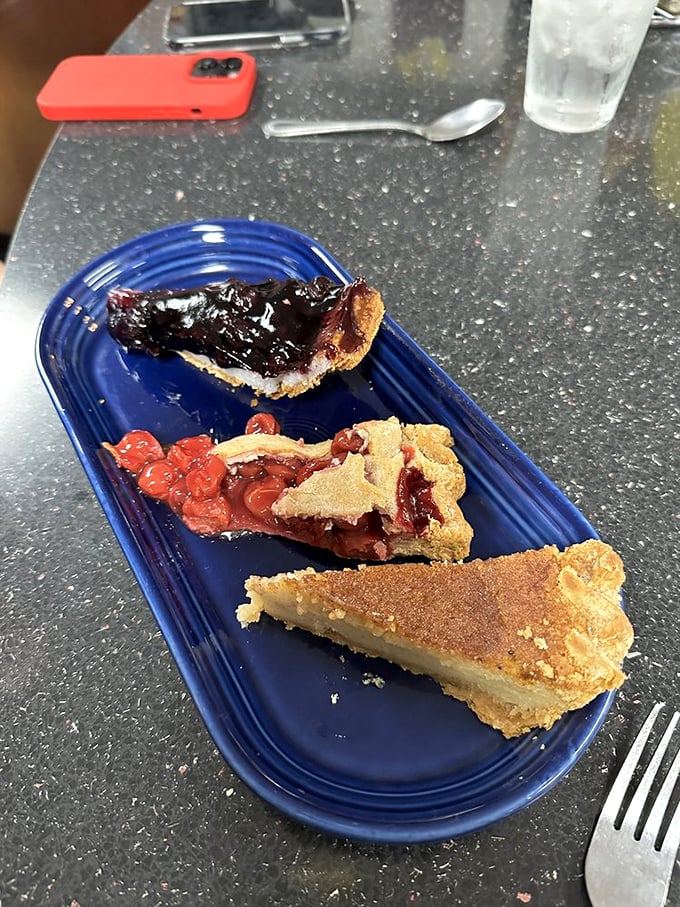 The pie flight that proves indecision can be delicious. Three slices of heaven that say, "Life's uncertain, eat dessert thrice."