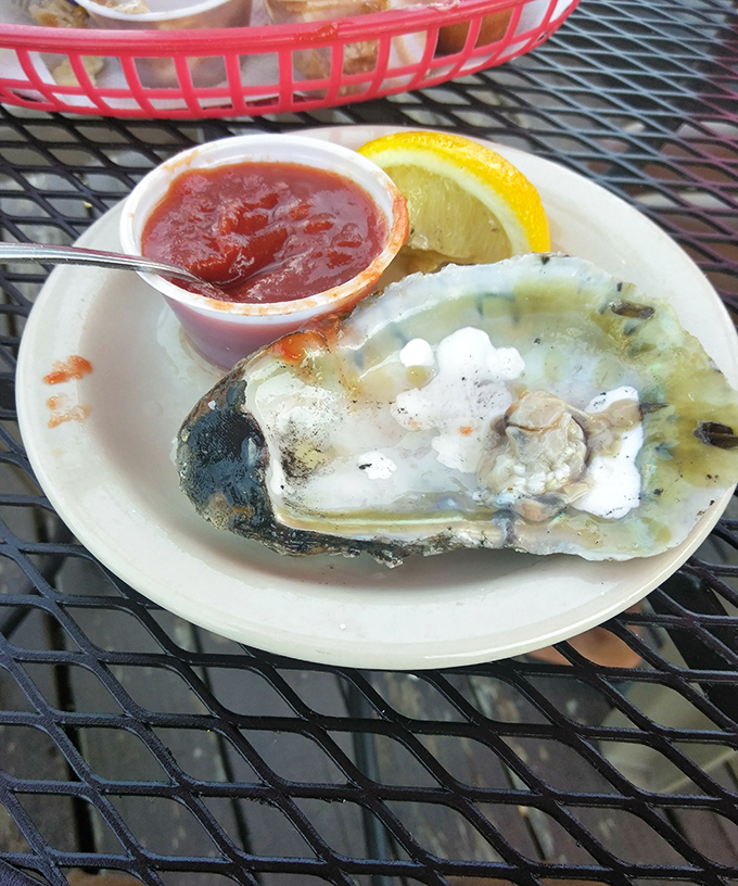 This single perfect oyster with cocktail sauce is like nature's shot glass&mdash;a briny, slurpable delicacy that tastes like the ocean's finest moment.
