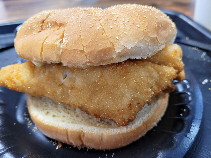 Simplicity at its finest: a perch sandwich that proves sometimes the best things come between two pieces of bread.