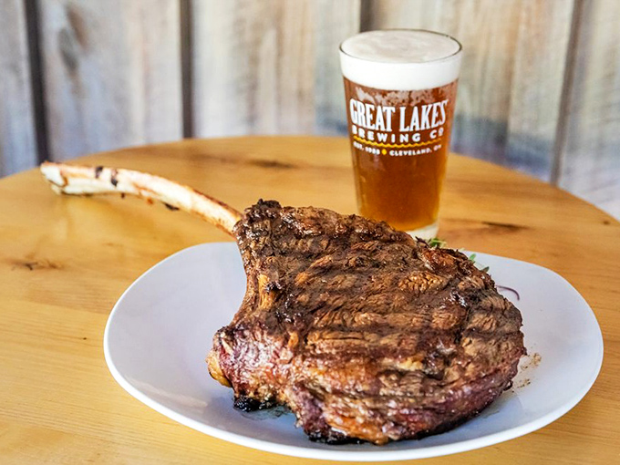 This tomahawk steak doesn't just feed you&mdash;it makes a statement. Paired with a Great Lakes beer, it's Ohio's version of surf and turf.