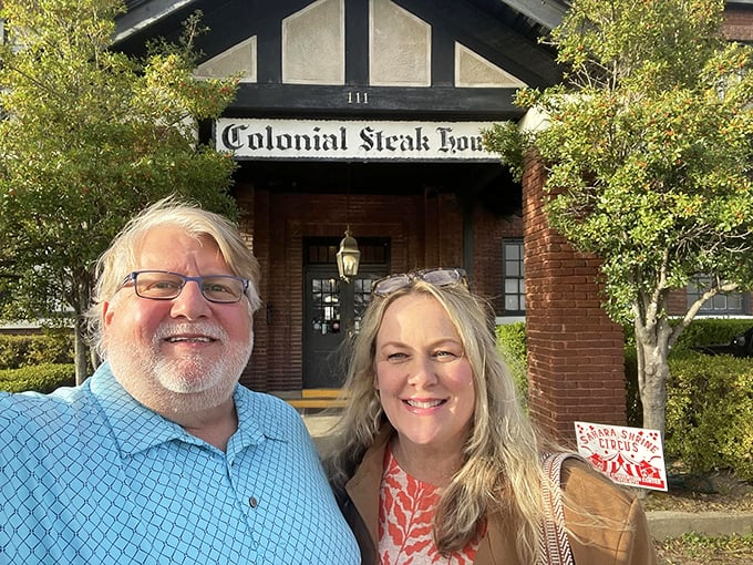 The entrance to Colonial Steakhouse welcomes visitors like an old friend who's been waiting all day to tell you about the special.