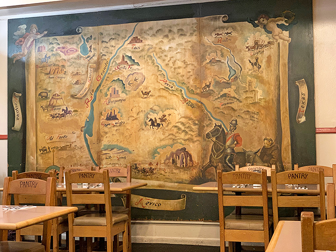 This mural doesn't just decorate the wall&mdash;it tells the story of New Mexico's soul, one illustrated landmark at a time.