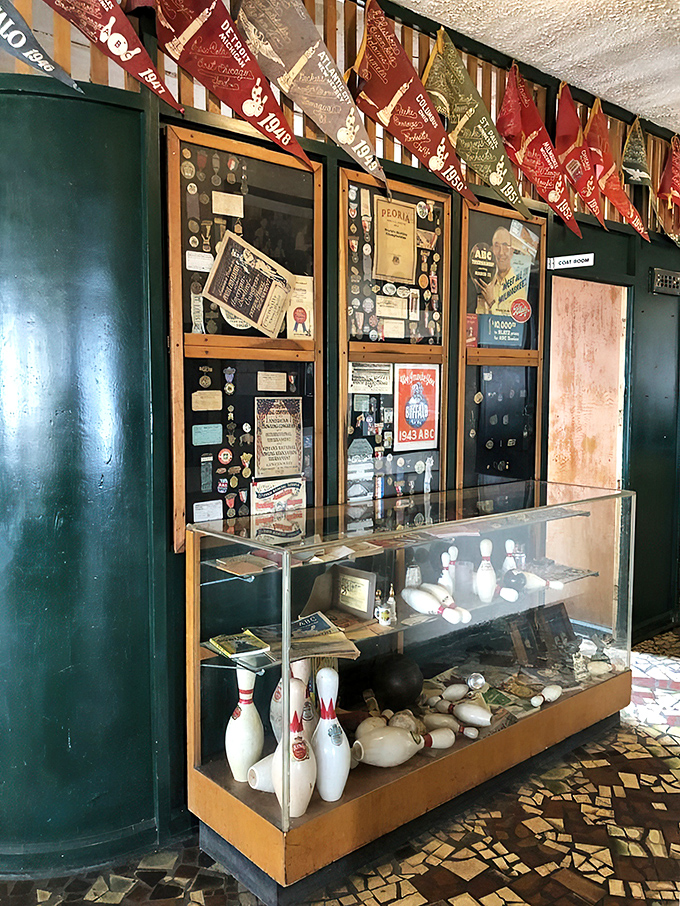 Decades of bowling history preserved under glass&mdash;a museum-worthy collection that tells Indianapolis's duckpin story.