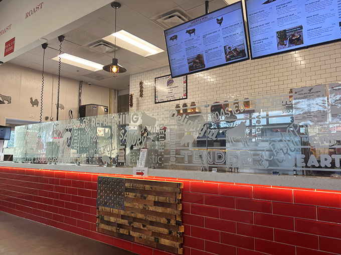 Where the magic happens &ndash; white subway tiles, clean lines, and the unmistakable efficiency of people who take your lunch very, very seriously.