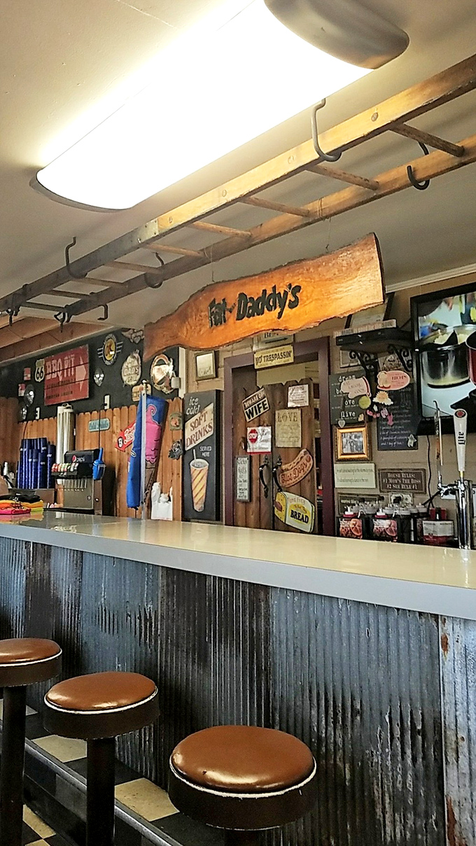 Where the magic happens! This counter is like mission control for barbecue operations, complete with quirky signs and mouthwatering aromas.