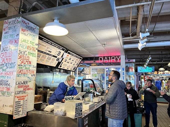 The counter culture at Jack's&mdash;where locals and visitors unite in the universal language of "pass the tartar sauce, please."