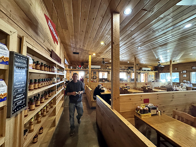 The wooden interior creates an atmosphere where time slows down &ndash; exactly what's needed when there's serious barbecue to be savored.