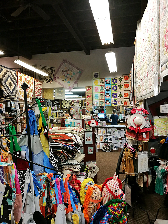 A crafter's carnival of color! Children's clothing and stuffed creations show the versatility beyond traditional quilting that these fabrics offer.