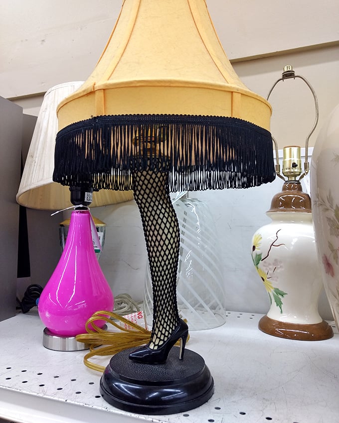 The lamp section shines with personality&mdash;including this leg lamp that's one part conversation piece, three parts "what were they thinking?"
