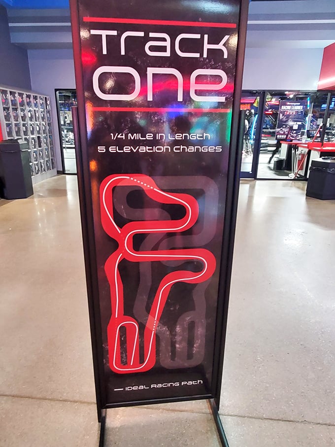 The blueprint for speed demons. This track map shows exactly where you'll be experiencing those "maybe I shouldn't have had that second hot dog" moments.