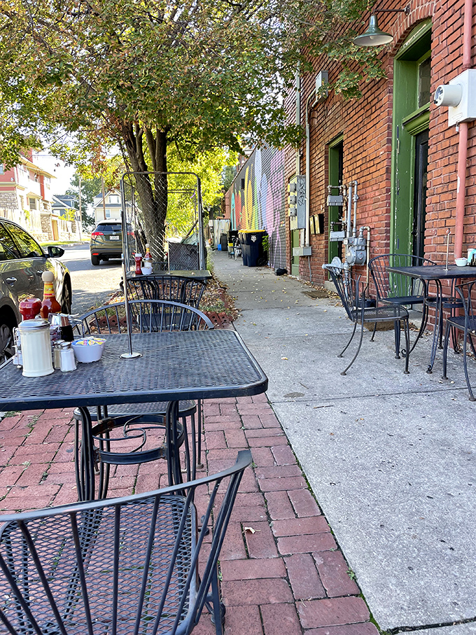 Sidewalk seating that transforms an ordinary morning into an al fresco adventure, even if you're just people-watching on Holmes Street.