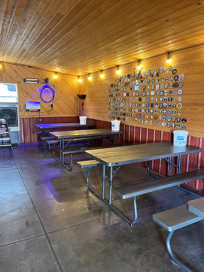 That wall of police patches speaks volumes &ndash; when law enforcement drives miles for your barbecue, you know it's criminally good.