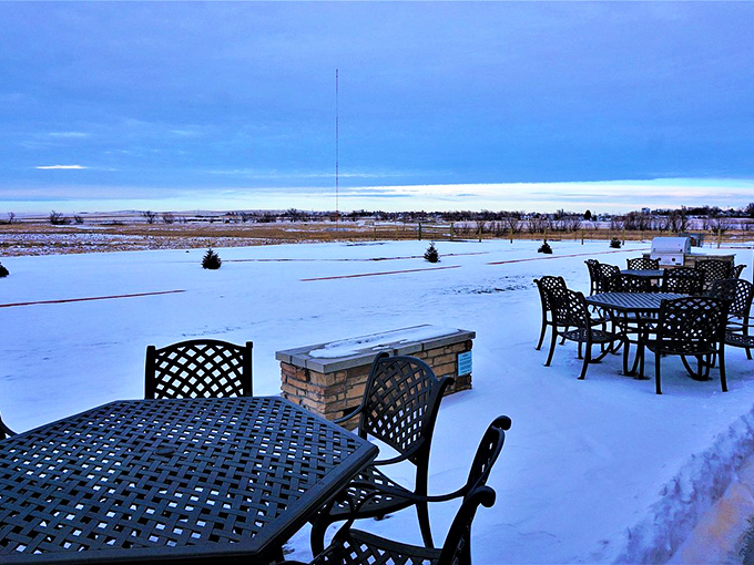 Winter in Chadron transforms outdoor patios into snow-covered wonderlands that only the truly adventurous (or heavily bundled) will enjoy.