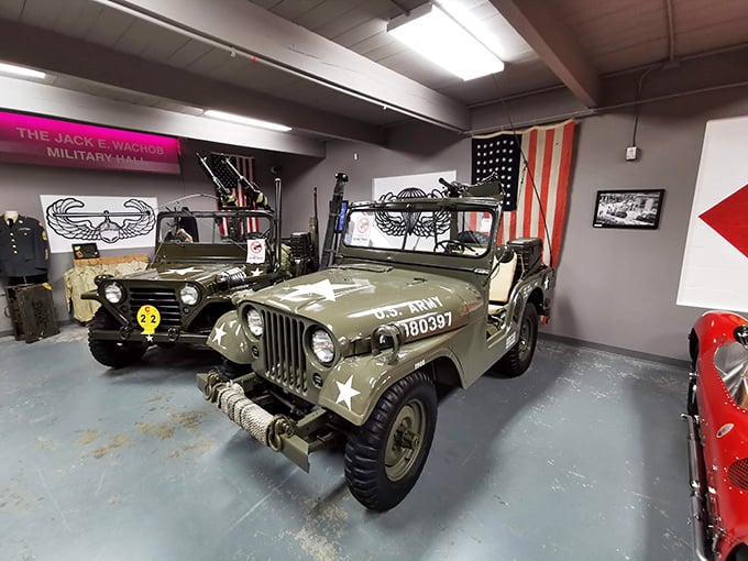 These military Jeeps stand at attention in the museum's military display, honoring the vehicles that carried American heroes through history's toughest terrain.