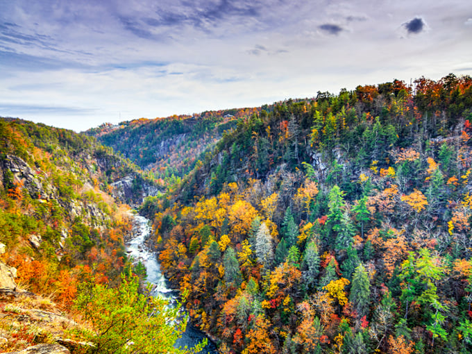 Fall foliage in the gorges surrounding Helen creates a kaleidoscope of autumn colors. Nature's own Oktoberfest celebration!