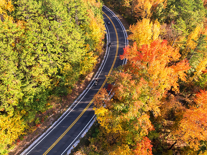 Fall foliage frames the winding roads around Jasper, creating nature's version of a red carpet that leads to small-town paradise.