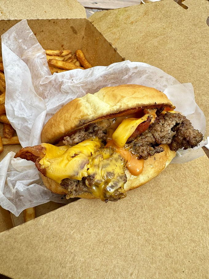 The Bacon Strike Double Smash doesn't just sit there looking pretty&mdash;it practically shouts "Take a bite!" A symphony of beef, bacon and cheese awaits.