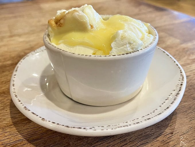 Banana pudding that makes time stand still. That layer of custard is proof that someone in the kitchen really, truly loves you.