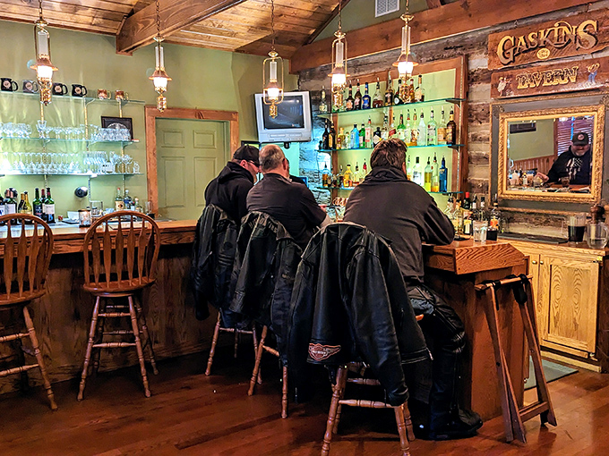 The tavern area welcomes leather-clad bikers and anniversary couples alike. Good meat is the universal language spoken here.