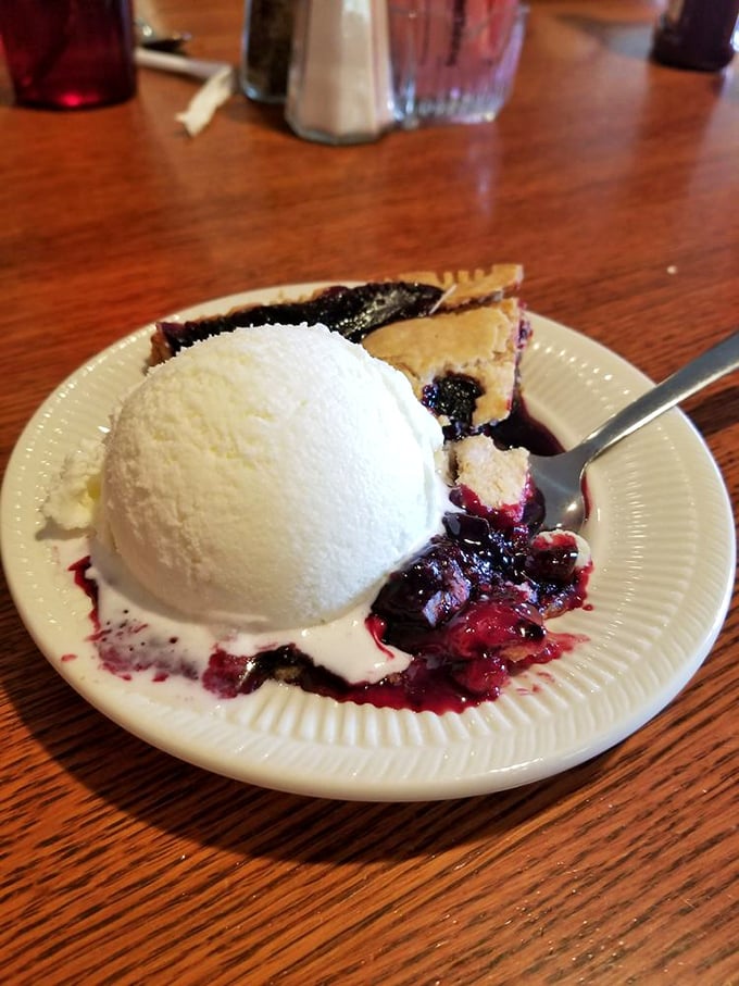 Berry pie &agrave; la mode: where the ice cream melts into the warm filling creating that magical moment when dessert transcends into religious experience.