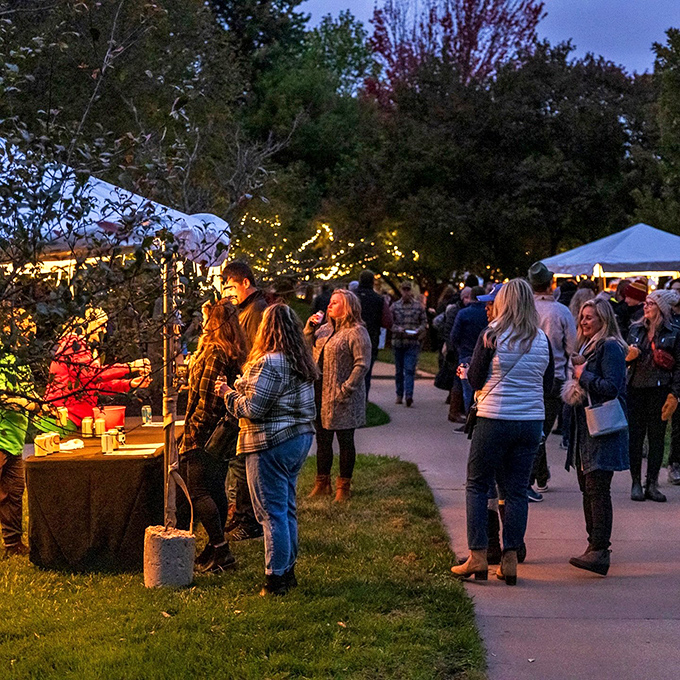 As twilight falls on Lindsborg's outdoor markets, the twinkling lights transform ordinary vendor booths into a magical Swedish-inspired wonderland.