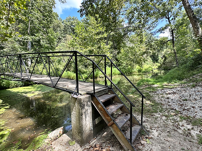 "Bridge over untroubled water." This charming crossing wouldn't be out of place in a romance novel or as the backdrop for at least 37 marriage proposals.
