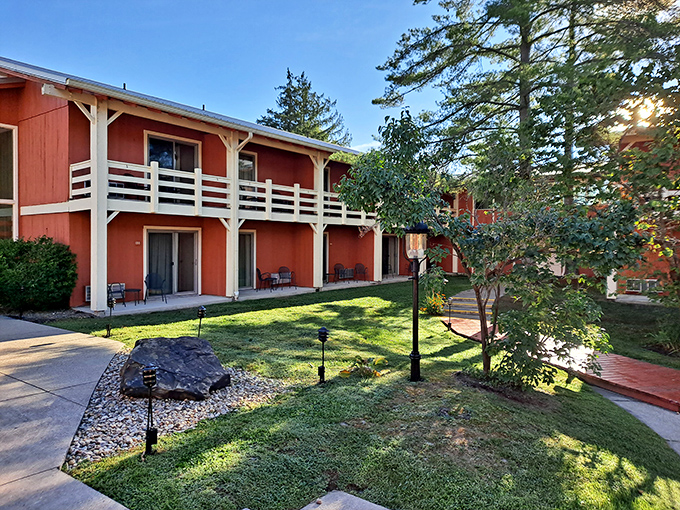 The Brown County Inn offers that perfect blend of rustic comfort and thoughtful design. Those balconies practically beg you to enjoy morning coffee outdoors.