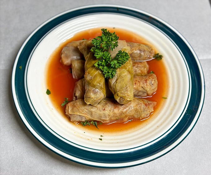 These cabbage rolls swimming in savory broth are the kind of rustic, soul-satisfying dish that makes you want to hug the chef.