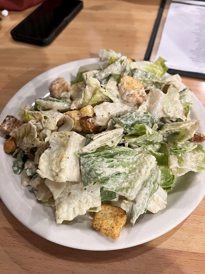 A Caesar salad that deserves respect&mdash;the crisp lettuce and creamy dressing providing the illusion of virtue between meat courses.