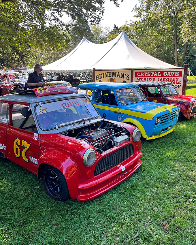 Weekend car shows let modern enthusiasts share their passion alongside vintage racers, proving automotive culture spans generations.