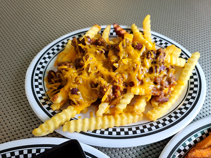 Chili cheese fries that don't apologize for being exactly what they are. The cheese-to-fry ratio here deserves scientific study.