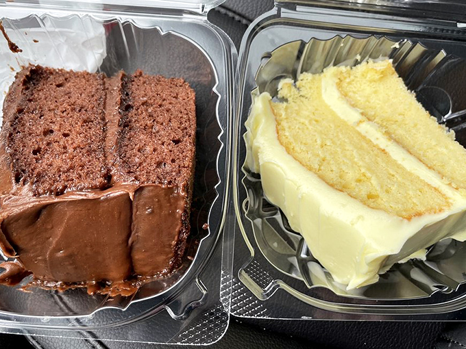 Chocolate cake so rich it should come with its own tax bracket, alongside lemon cake bright enough to make you squint. Choose wisely&mdash;or don't.