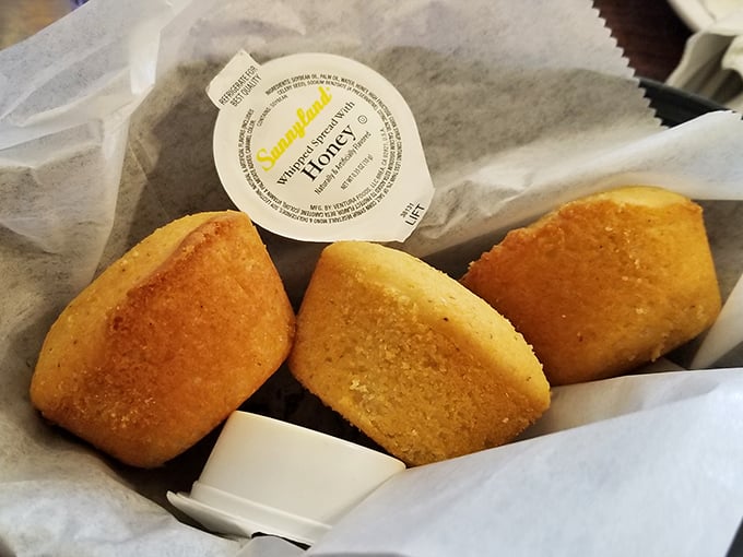 Cornbread muffins that strike the perfect balance between sweet and savory. These golden nuggets are the supporting actors that steal every scene.