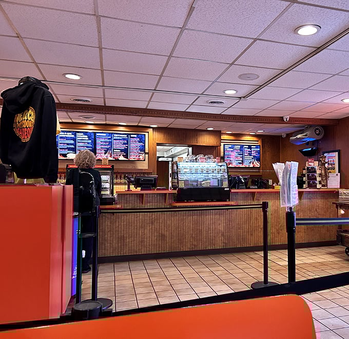 The counter where barbecue dreams come true. Like Willy Wonka's factory, but instead of chocolate rivers, there are rivers of sauce.