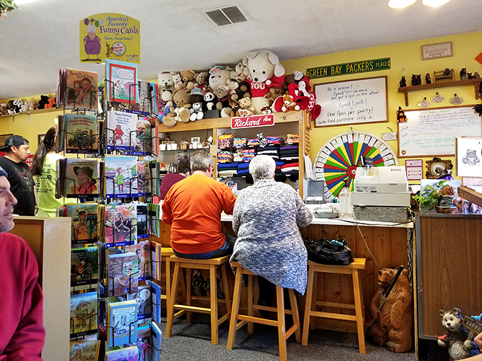 Counter seating&mdash;the breakfast bar of champions. Teddy bears stand guard over greeting cards while regulars exchange mountain town gossip.
